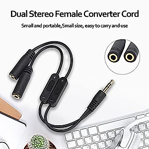 Dilwe Headphone Splitter 3.5mm Audio Stereo Y Splitter Extension CableCouple Headphone Converter Cable Male to Female Dual Headphone Jack Adapter with Switch