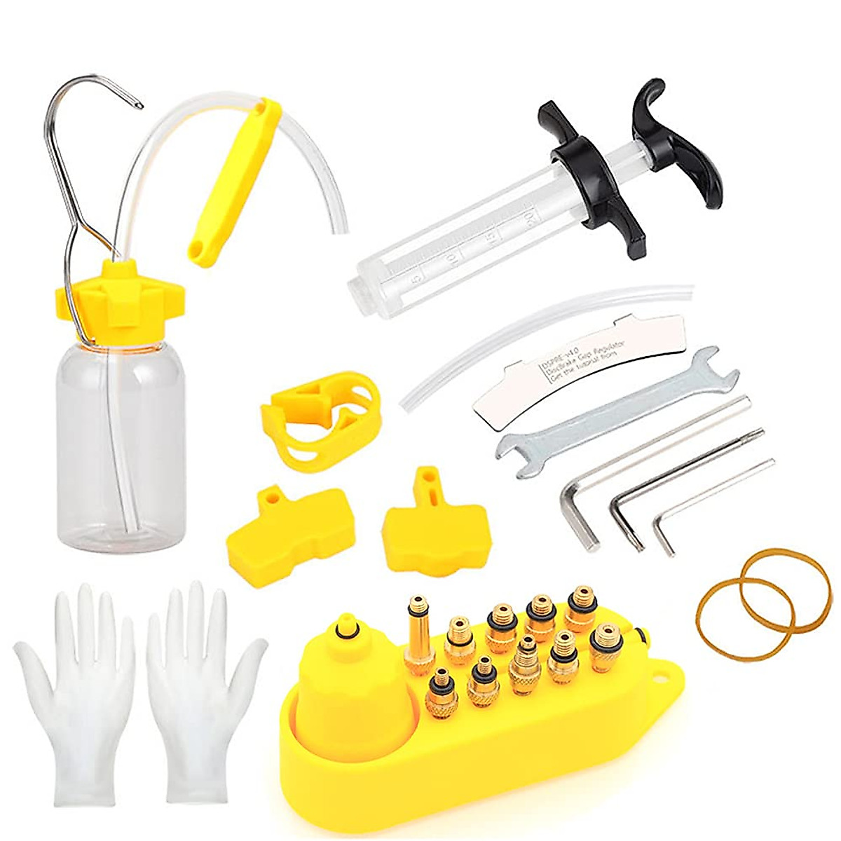 YAKAMOZ MTB Bike Hydraulic Disc Brake Bleed Kit Bicycle Brakes DOT Oil Bleed Tool for Shimano Magura Tektro Sram Avid Hayes Mountain Bike Brakes Repair Tools