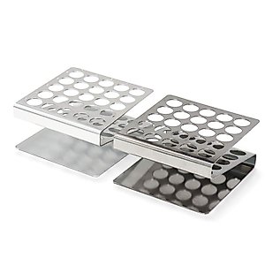 ULAB Scientific Test Tube Rack Set, Z Shape, Suitable for Tubes of Dia. ≤16mm, 1pc in Stainless Steel, 1pc in Aluminum, UTR1003