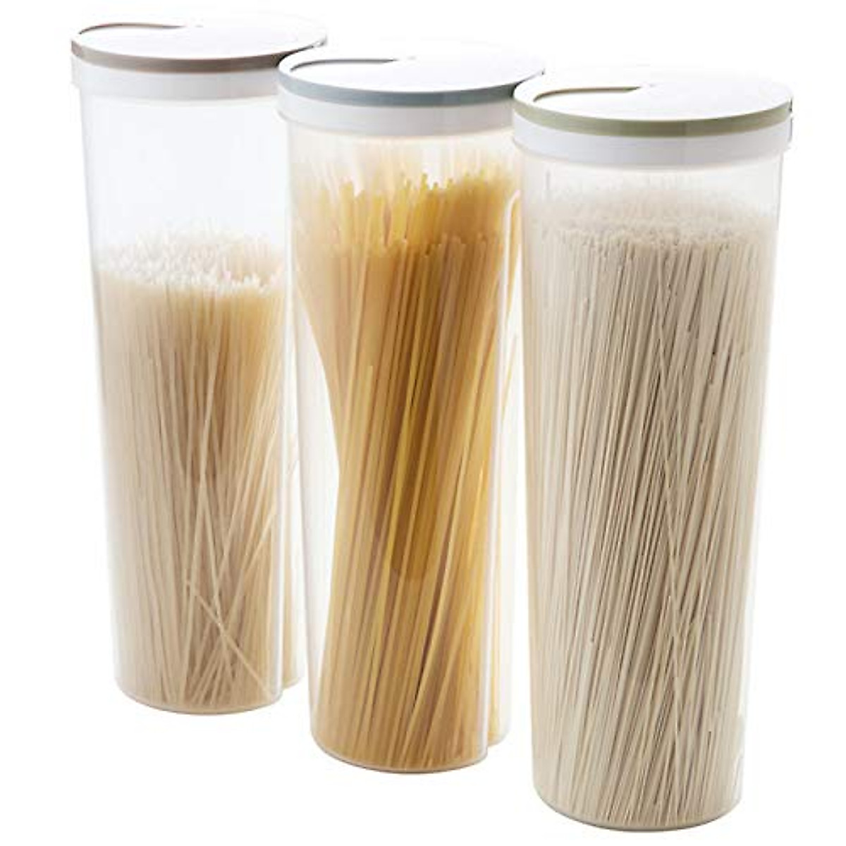 Vepoty Spaghetti Storage Jars, Airtight Food Storage Containers with Lids for Canning Cereal Pasta Noodles Flour