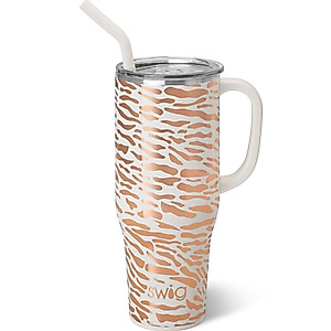 Swig Life 40oz Mega Mug, 40 oz Tumbler with Handle and Straw, Cup Holder Friendly, Dishwasher Safe, Extra Large Insulated Tumbler, Stainless Steel (Glamazon Rose)