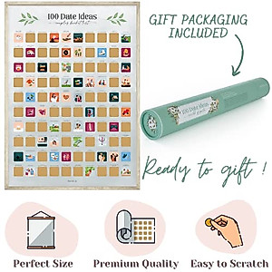 WISHMEAD 100 Dates Scratch Off Poster - Bucket List - Couples Games Date Night Ideas - Wedding Gifts for Couple Games for Couples Gifts - Valentines Day Gifts for Him - Engagement Gift Relationship