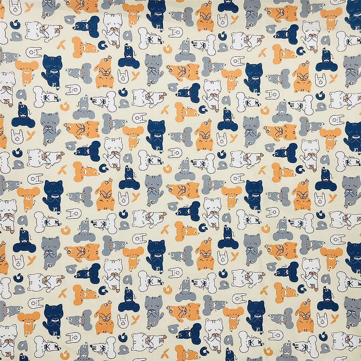 Cat Fabric Fat Quarters Bundles Cute Animal Pattern Cotton Quilting Fabric for Sewing Crafting 18" x 22" (7pcs) SZRUIZFZ