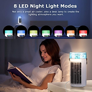VOSAREA Portable Air Cooler 4 in 1 Mini Air Conditioner Fan Air Cooling Fan Air Misting Cooler for Room Office