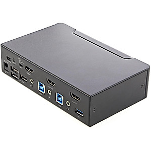 StarTech.com 2 Port HDMI KVM Switch - Single Monitor 4K 60Hz Ultra HD HDR - Desktop HDMI 2.0 KVM Switch with 2 Port USB 3.0 Hub (5Gbps) and 4X USB 2.0 HID, Audio - Hotkey Switching - TAA