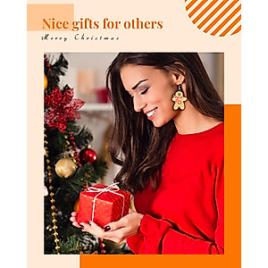 Tigeen 24 Pairs Festival Wood Cute Painted Holiday Wooden Teardrop Dangle for Gift(Pumpkin, Snowman)