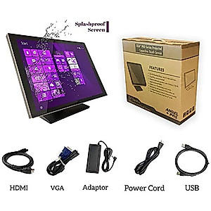 ANGEL POS 24" Metal Housing Capacitive LED Capacitive Multi-Touch HDMI VGA Monitor 16:9 Display 1080p, Seamless Splash Proof Flat Touchscreen, Industrial, Office, Retail, Restaurant