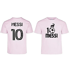 Pink Miami Soccer Fan Tshirt Football Short Sleeve T-Shirt Number 10 Adults 100% Cotton (as1, Alpha, m, Regular, Regular, Pink)