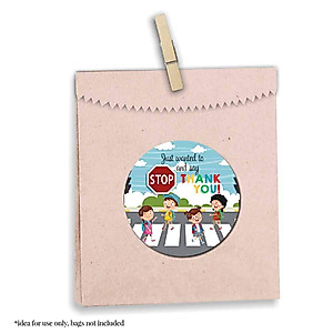 Stop to Say Thanks Traffic Themed School Crossing Guard Appreciation Thank You Sticker Labels, 40 2" Party Circle Stickers by AmandaCreation, Great for Envelope Seals & Gift Bags