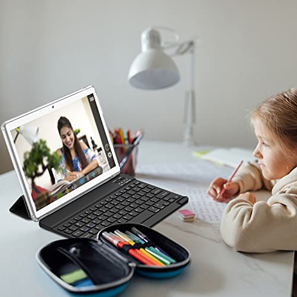 2024 Newest 10.1 Inch Android Tablet With Keyboard - 5G WIFI Tablets Ultra-Portable- RAM 4GB | ROM 64GB 128GB Expandable -6000mAh | Dual Camera | Bluetooth 5.0| 1080FHD | GPS | Mouse/Stylus-Silver