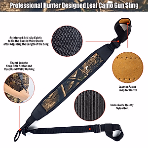 HUNTPAL 2 Point Non-Swivel No Drill Gun Sling for Shotgun Rifle, Neoprene Padded Hunting Sling 12/20 Gauge Shotgun Sling Shoulder Gun Strap with Thumb Hole