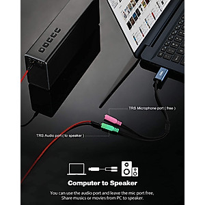 Bundle MillSO Headphone Mic Splitter, 3.5mm Headset Adapter 2 TRS Female to TRRS Male + MillSO USB External Sound Card Audio Adapter, USB to 3.5mm TRS Headphone and Microphone Stereo Jack Splitter