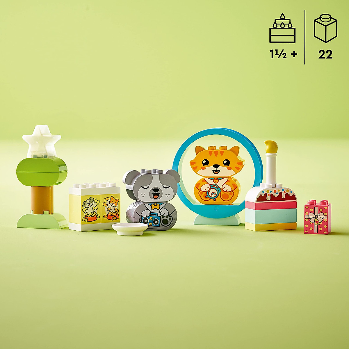 LEGO DUPLO My First Puppy & Kitten with Sounds 10977 Pet Animal Toys for Toddlers 1 .5-3 Years Old, Early Development Set with Large Bricks