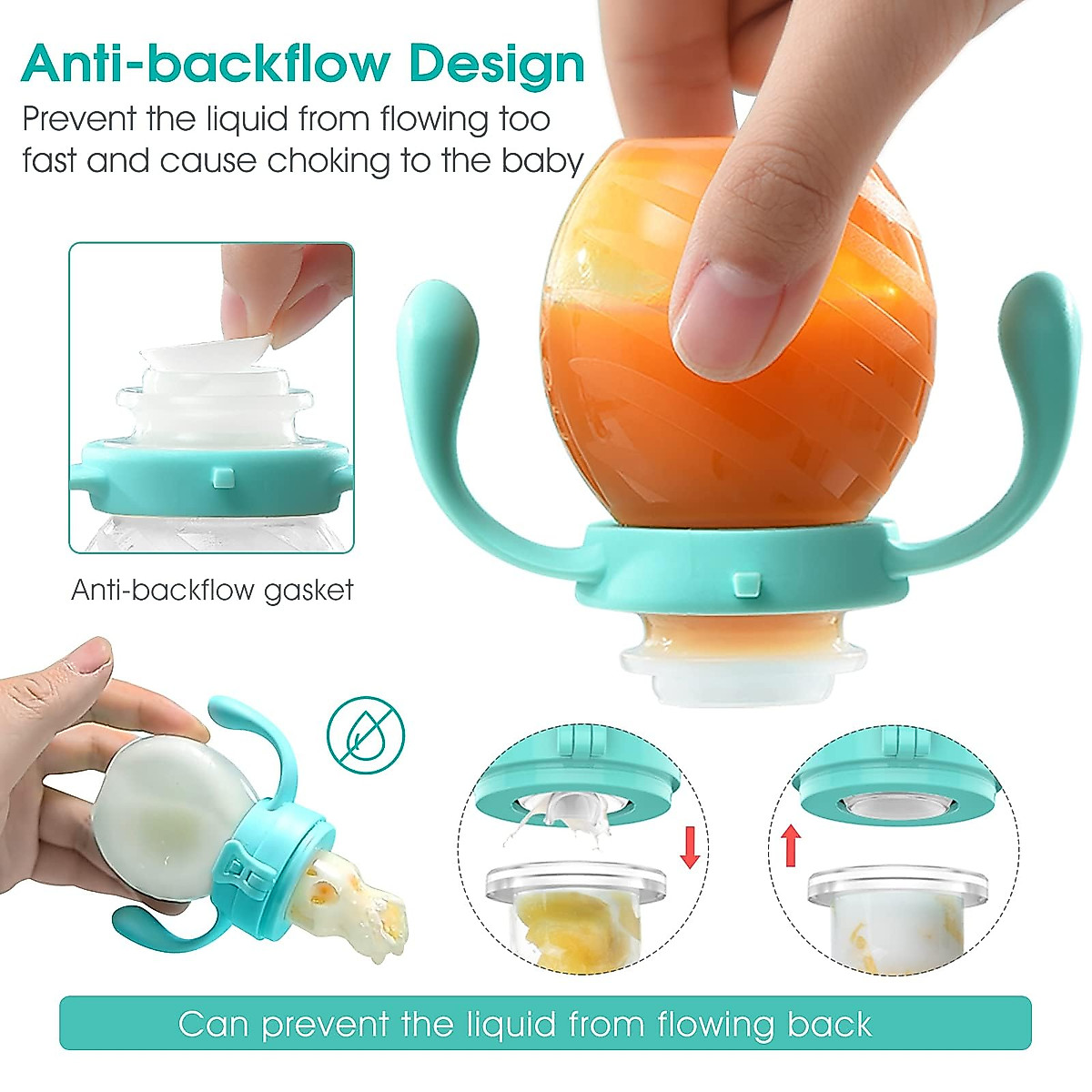 NCVI Baby Fruit Feeder | Fresh Food Pacifier | Silicone Teething Relief Toy, Appetite Stimulation for Feeding, BPA Free, 6 Replacement Nipple, 2Pack (Bear&Rabbit)