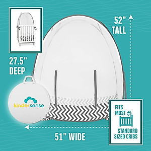 KinderSense® - Premium Baby Safety Crib Tent - Toddler Crib Topper to Keep Baby from Climbing Out - See Through Mesh Crib Net - Mosquito Net - Pop-Up Crib Tent Canopy to Keep Infant in