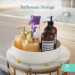 DOCMON Skin Care Organizer, 360 Rotating Makeup Perfume Organizer, Large Capacity Lazy Susan Turntable Organizer for Cabinet, Pantry, Table, Fridge, Bathroom Dresser (White)