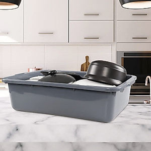 Esdiplot 32 L Large Bus Tubs, Plastic Commercial Utility Bus Box, Gray, 4-Pack