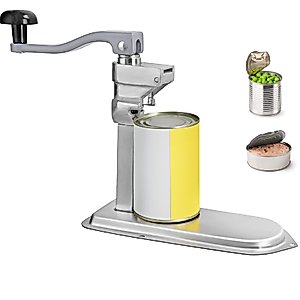 VEVOR Commercial Can Opener, 23.2"/59cm Long, Stainless Steel Manual Table Can Opener for Up to 15.7"/40cm Tall, Fixed with Clamp or Screws, Ergonomic Swing Handle & One Spare Knife, for Restaurants