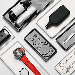 Nucookery 10" Serving Tray,Porcelain Kitchen Rectangle Platter,Ceramic Bathtub Organizer, Black (10", Set/1)