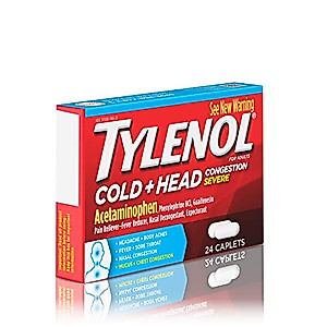 Tylenol Cold + Head Congestion Severe Medicine Caplets for Fever, Pain & Congestion Relief, 24 ct.