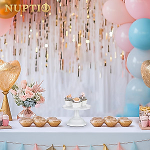 NUPTIO White Cupcake Stand Wedding: Cake Holder Dessert Pedestal Stands Metal Display Trays for Desserts Round Serving Plate for Birthday Party Christmas Anniversary Baby Shower 7.87 Inch / 20cm