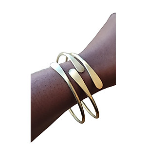 Bead It Wear It Love It 2 Raw Brass Cuff Bracelets Set, African Brass Bangles For Women, Hammered Ends Stacking Bracelets, Boho Tribal Cultural Jewelry (Set Of 2)