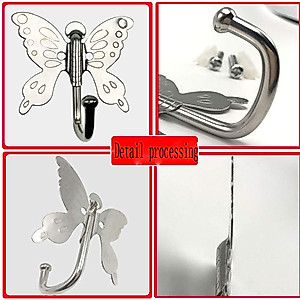 haowei Butterfly Hook Coat Hooks for Door, 8 Pack Stainless Steel Robe Hooks for Clothes, Hats, Kitchen, Bathroom - Universal Design for Easy Installation and Organization