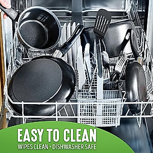 GreenLife Soft Grip Healthy Ceramic Nonstick, 1QT and 2QT Saucepan Pot Set with Lids and 8" Frypan Skillet, PFAS-Free, Dishwasher Safe, Black