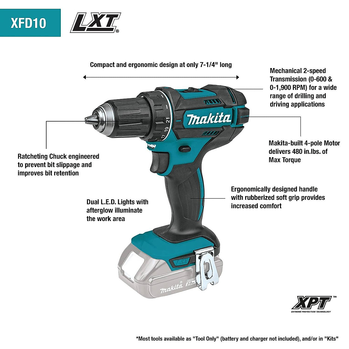 Makita XT510SM 18V LXT® Lithium-Ion Cordless 5-Pc. Combo Kit (4.0Ah)