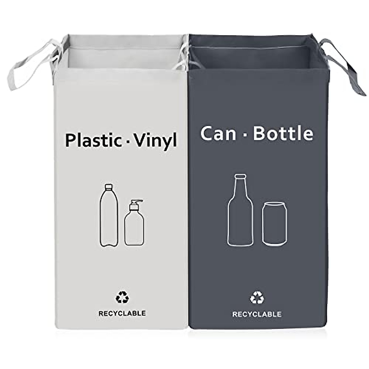 JIALAI HOME 2 Pack Separate Recycling Waste Bin Bags, Recycle Bins for Kitchen Home - 28 Gallon Trash Bin, Recyclable Waste Trash Sorting Organizer, Durable, Washable, Affordable Recycle Bags