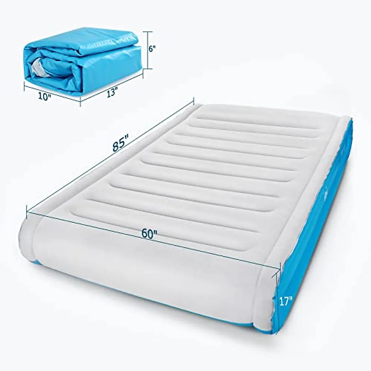Valwix Queen Air Mattress with Built-in Pump & Pillow, 17'' Height Air Bed w/Supportive Tech, Inflatable Mattress for Home & Travel, 660 LBS Capacity