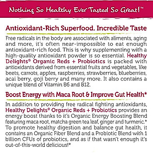 Healthy Delights Naturals, Organic Reds Probiotic’s Powder, Antioxidant Superfood, Naturally Boost Energy, Non-GMO, Delicious Mixed Berry Flavor, 30 Servings