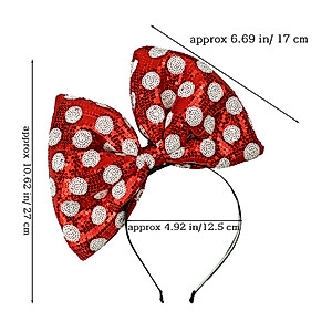 Bubbmi Polka Dot Hairband - Large Sequin Bow Headband, Women's Festival Costume Hair Accessory for Birthday Party, Handmade, 1 Piece