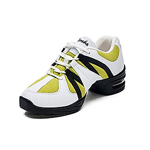 Sansha Women's Dance Studio Exercise Sneakers Microfiber HIKONOS H23MF (US 8.5 / Skazz 09 M), White/Green, 7.5