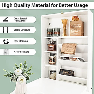 Tangkula Wall Mounted Desk, Fold Out Convertible Floating , Multi-Function Murphy Desk for Home Office, Space Saving Computer / Hanging Desk, Table with Storage Area