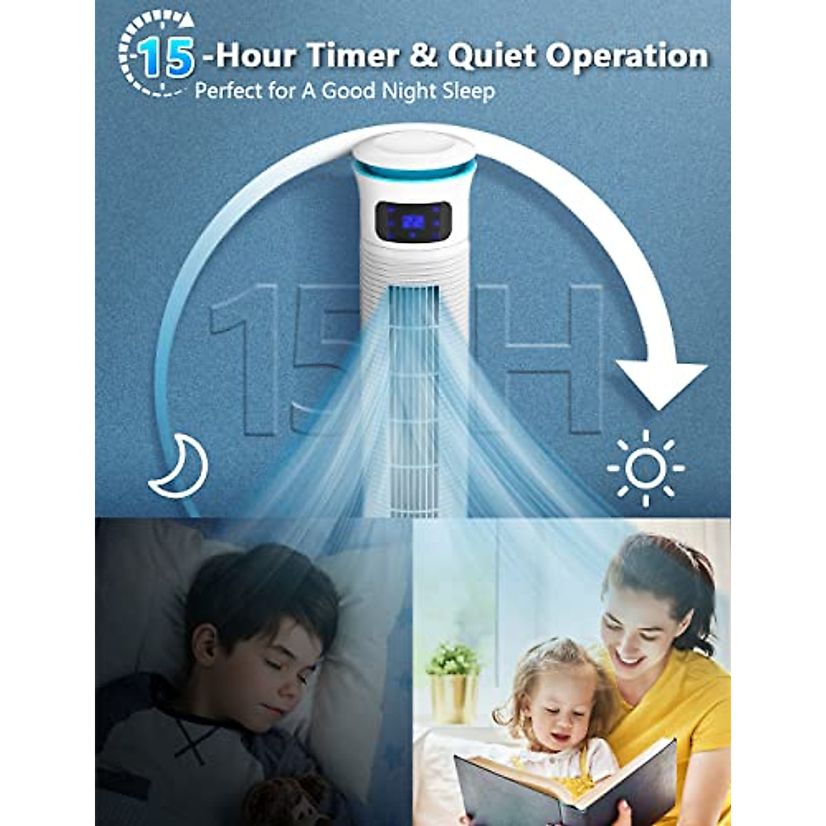 Evaporative Air Cooler - COMFYHOME 3-in-1 Portable Air Conditioner, 4 Modes Cooling Fan, 20Ft Remote & 15H Timer, Quiet Evaporative Cooler, 70° Oscillation,1-Gal Water Tank Room Cooler for Home Office