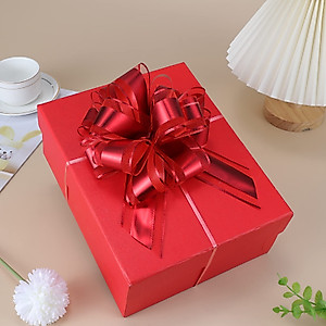 12 Pieces Pull Bow Wrapping Pull Bow Ribbon Pull Bows for Wedding Baskets,6 Inches Diameter Gift Bows, Large Bows for Presents. (Red)