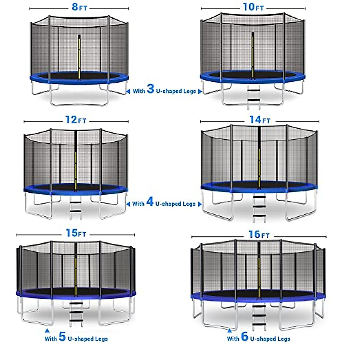 CalmMax Trampoline 12FT Jump Recreational Trampolines with Enclosure Net - ASTM Approved - Combo Bounce Outdoor Trampoline for Kids Family Happy Time