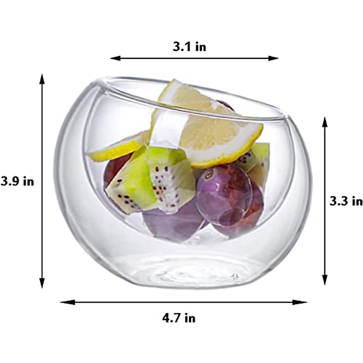 AEFPOYMXU Clear Dessert Cups Glass Set of 2 Crystal Ice Cream Trifle Bowl Double Clear Glass Fruit Parfait for Appetizers, Condiments and Cocktails Dip Bar Snack Dish（300ML）