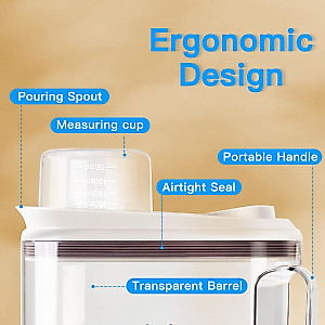 LivLab Cereal Container - 5Lbs Good Grips Airtight Rice Storage Bin Pet Food Dispenser with Lid + Measuring Cup Perfect for Pet Food & Kitchen Pantry Organization