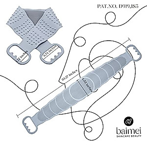BAIMEI Silicone Back Scrubber for Shower, Handle Body Washer, Exfoliating Texture Body Scrubbers - Grey