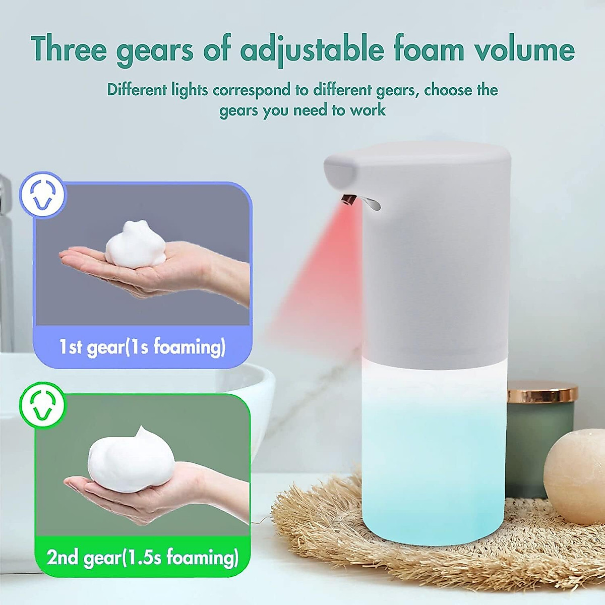 GZRKF Automatic Foaming Soap Dispenser Bathroom Hand Soap Dispenser Automatic Dish Soap Dispenser for Kitchen Sink Bathroom Commercial Hotel White