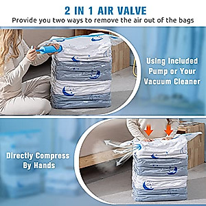 Cube Vacuum Storage Bags, 8 Pack(4 Jumbo+ 4 Large) Space Saver Bags with Hand Pump, Vacuum Compression Sealer Storage Bags for Clothes, Mattress, Blanket, Duvets, Pillows, Comforters,Travel, Moving