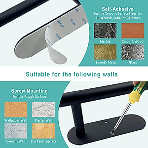 Paper Towel Holder, Self Adhesive or Drilling Paper Towel Holder Under Cabinet, Stainless Steel Black Paper Towel Holder Wall Mount for Kitchen, Bathroom, Sink, Pantry, Fridge