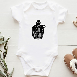 Printique Organic GOTS Certified Baby Onesie Unisex Bodysuit 0-18 months - Locally Brewed | Funny Quote Sarcastic Gift (Locally Brewed, 0-3 Months)