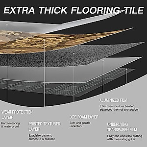 Oxdigi Floor Tiles Peel and Stick Waterproof - Self-Adhesive Vinyl Floor Tiles|DIY Floor Stickers|Vintage Flooring for Bathroom,Kitchen,Laundry and Balcony|20-Pack|12" x 12"|19.4sq.ft|Brown