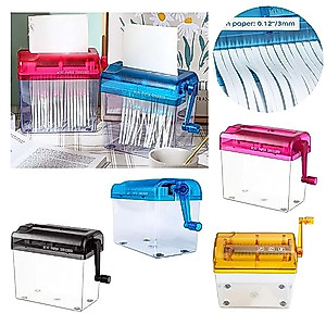 Manual Paper Shredder Mini Hand Shredder Portable，Paper Shredder for Office Home， Mini Portable Paper Shredder Documents Paper Cutting Tool (Blue)
