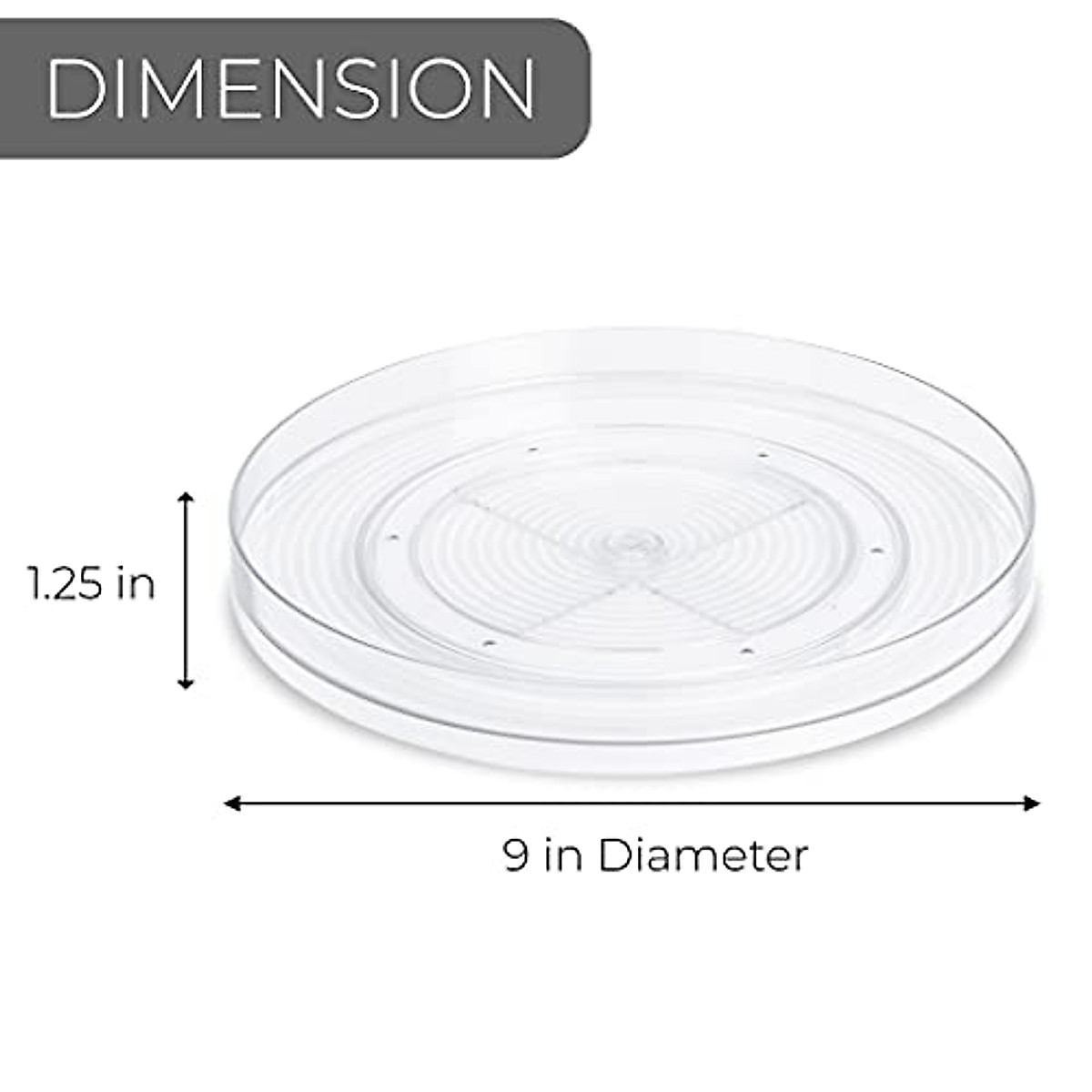 Smart Design Turntable Lazy Susan Spinning Organizer - Set of 4-11.50 Inch - BPA Free Resin - Food, Condiments, Baking, Fridge, Freezer, Countertop, Cabinet, Pantry Storage - Kitchen - Clear