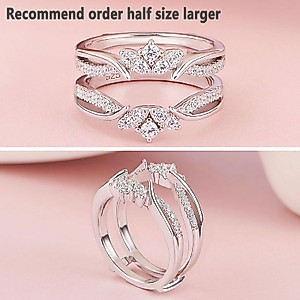 SHELOVES Infinity Women Wedding Ring Guard Enhancer Adjustable Band AAAAA White CZ 925 Sterling Silver Sz 7