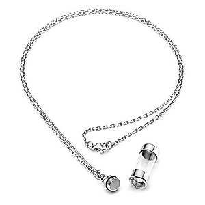 Jovivi Small Acrylic Tube Bottle Urn Necklace Stainless Steel Cremation Jewelry Memorial Ashes Holder Keepsake - Silver